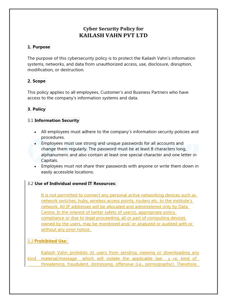 Cybersecurity Policy | PDF | Security | Computer Security