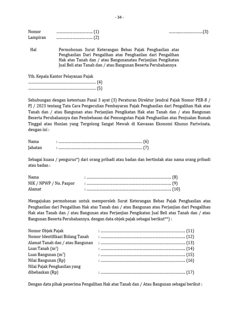 Surat Keterangan Bebas Pajak | PDF