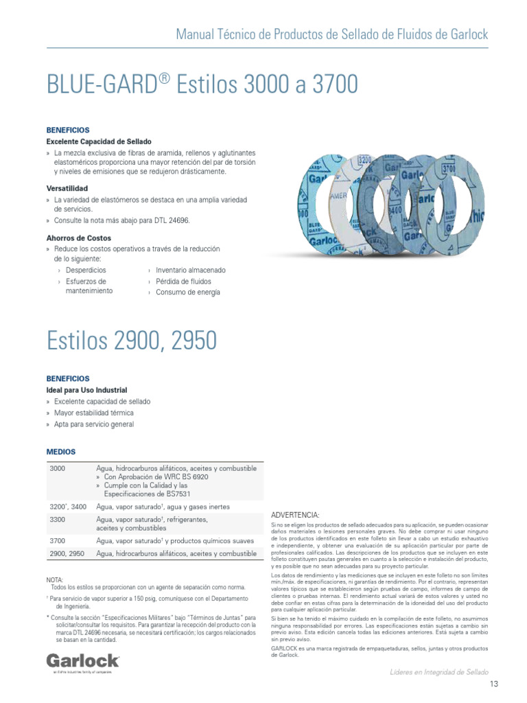Garlock Series 3000 A 3700 | PDF | Agua