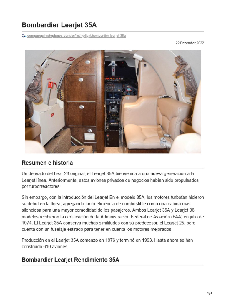 Bombardier Learjet 35A | PDF | Aviación | Aeronave