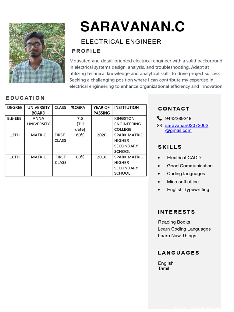 Saravanan Resume | PDF | Cognition | Learning