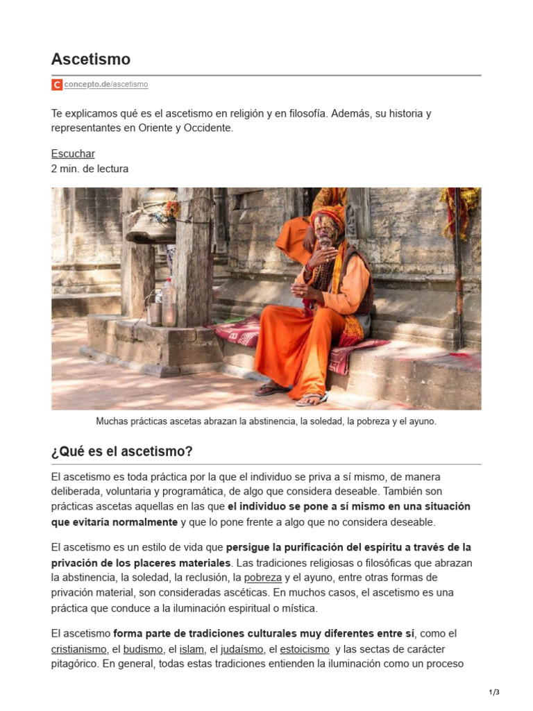 Definición y significado del ascetismo | PDF | Ascetismo