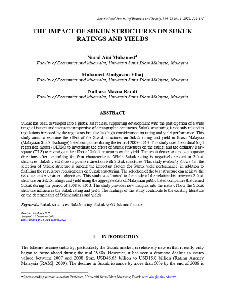 The Impact of Sukuk Structures On Sukuk Ratings An | PDF | Credit Rating | Islamic Banking And ...