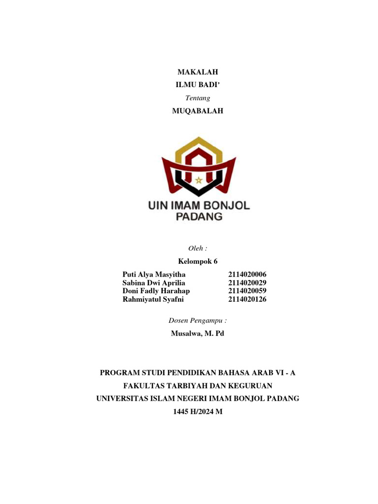 Makalah Ilmu Badi' - KLP 6 | PDF