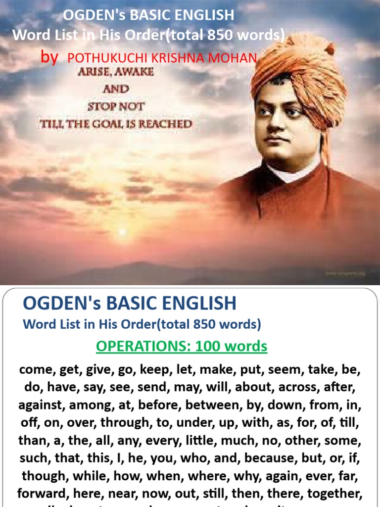 Ogden's Basic English 850 Word List | PDF