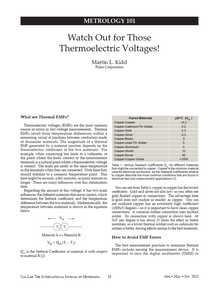 Watch Out For Those Thermoelectric Voltages | PDF | Quantity | Electrical Engineering