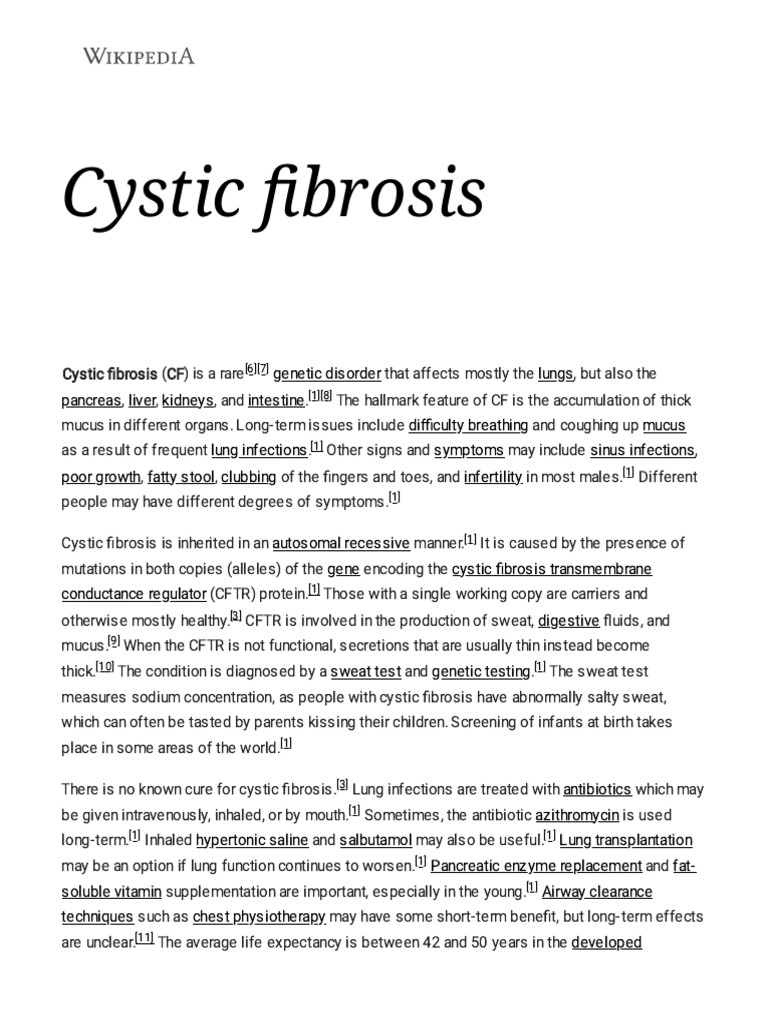 Understanding Cystic Fibrosis Symptoms | PDF | Medical Specialties ...