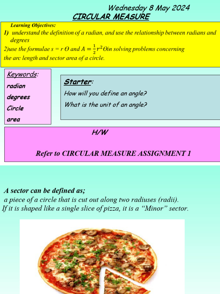 Lesson 3. Circular Measure. 2o23.lt | PDF | Angle | Area