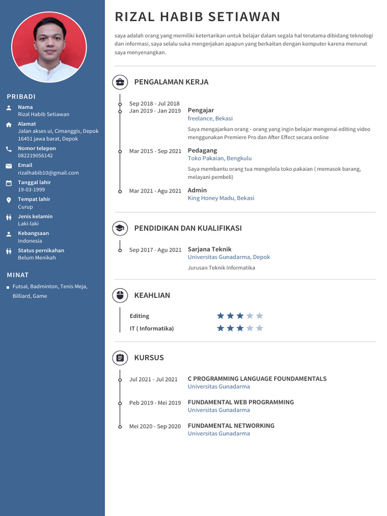 CV Rizal Habib Setiawan #1 | PDF