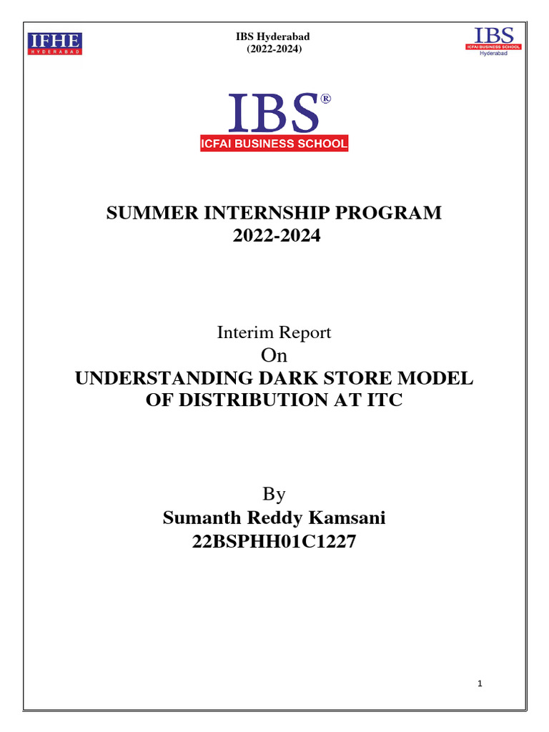 Sumanth Reddy 22BSPHH01C1227 Interim Report | PDF | Retail | Logistics