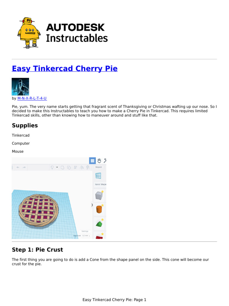Easy Tinkercad Cherry Pie | PDF | Shape