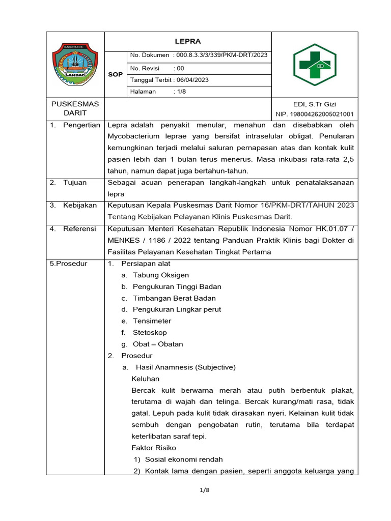 13 Sop Lepra | PDF | Kesehatan Holistik