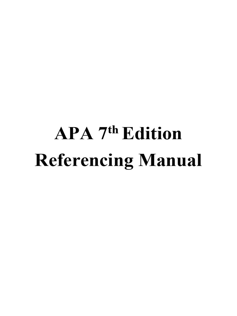 Apa 7 Referencing Manual | Download Free PDF | Apa Style | Citation