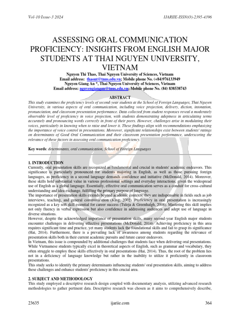 ASSESSING ORAL COMMUNICATION PROFICIENCY INSIGHTS FROM ENGLISH MAJOR ...