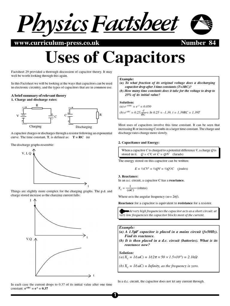 Uses of Capacitors | PDF | Capacitor | Rectifier
