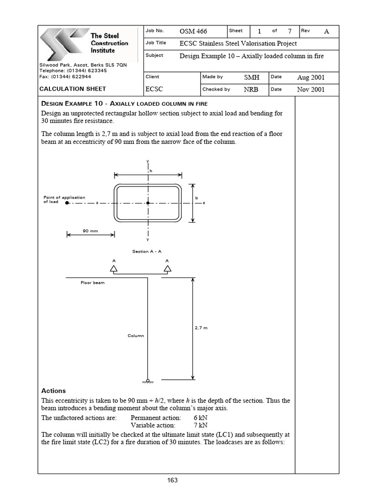 Axially Loaded Column Fire Design Example | PDF | Beam (Structure ...