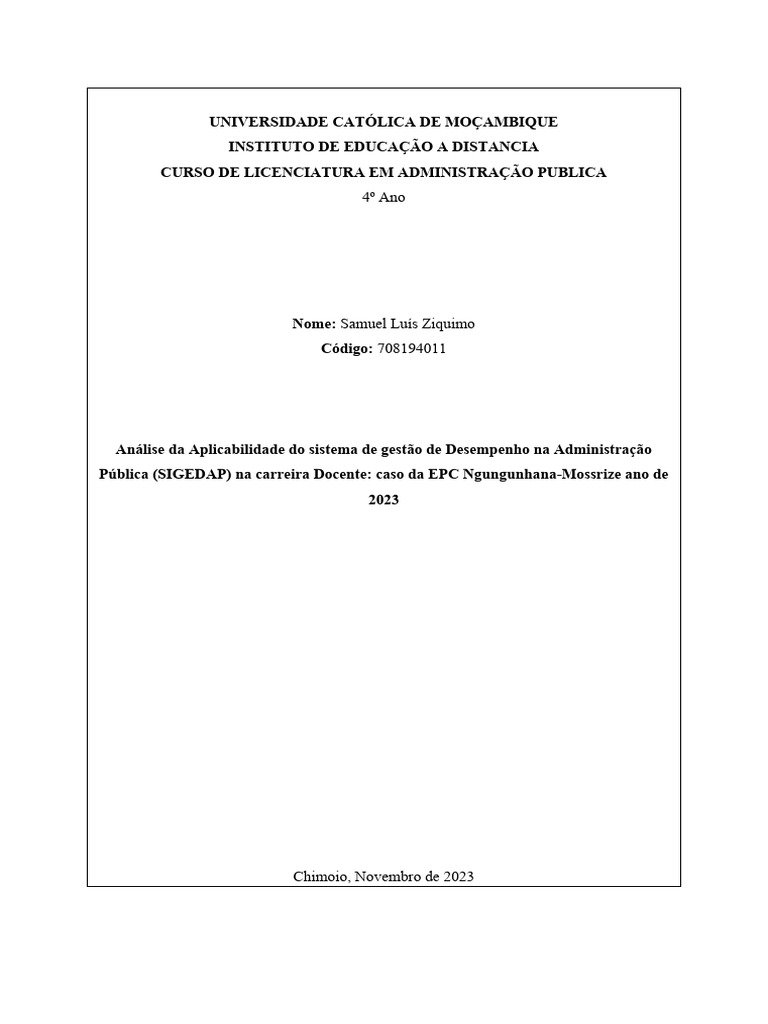 Análise do SIGEDAP na Carreira Docente | PDF | Qualidade (negócios ...
