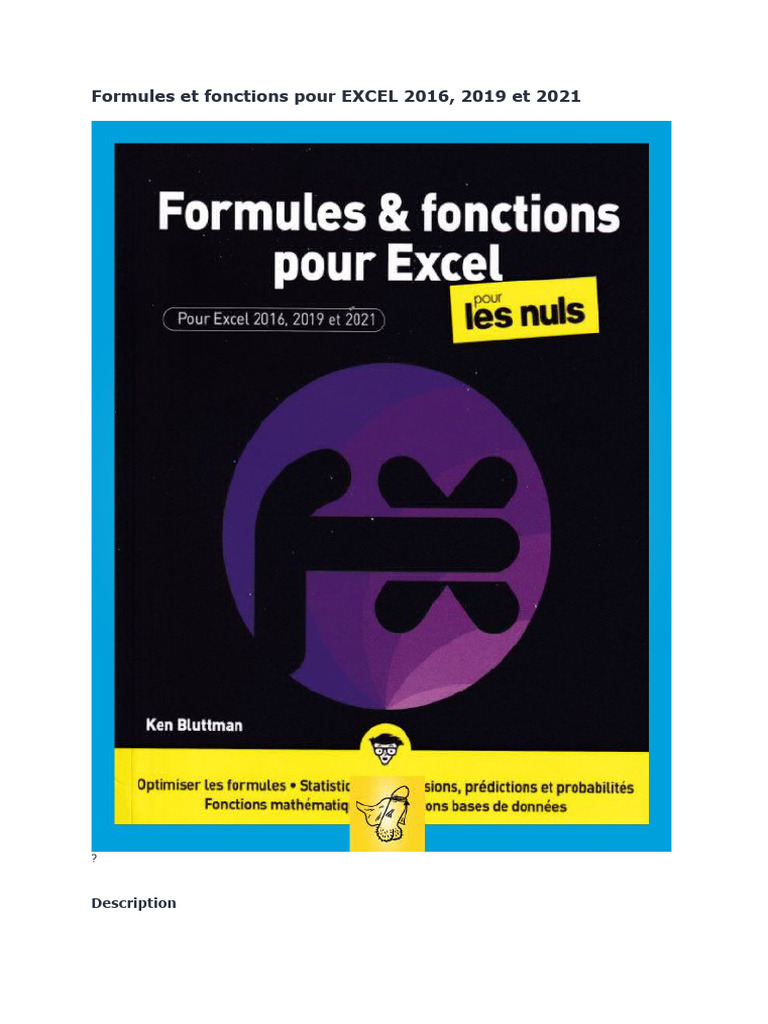 Guide des formules Excel 2016-2021 PDF | PDF