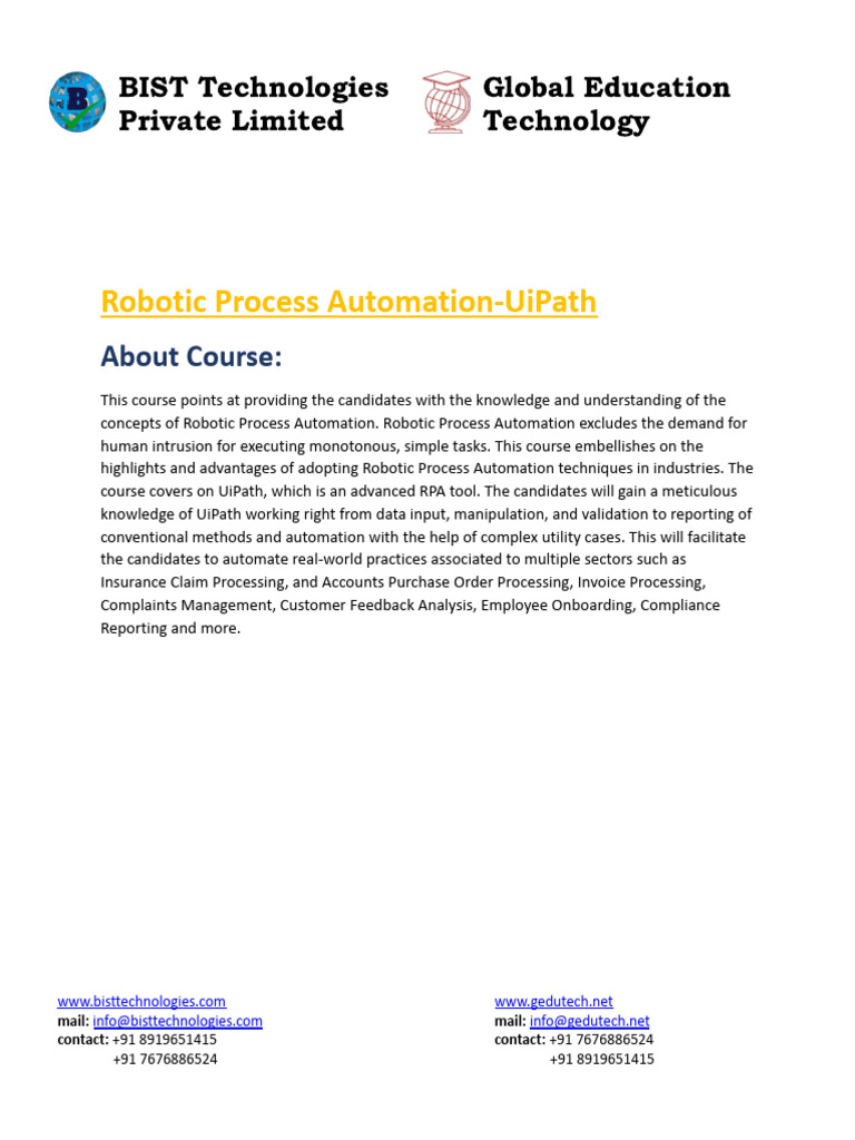 UI Path Course | PDF | Automation | Menu (Computing)