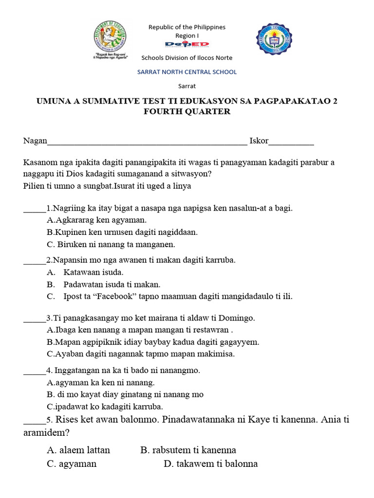 Q4 Summative 1 | PDF