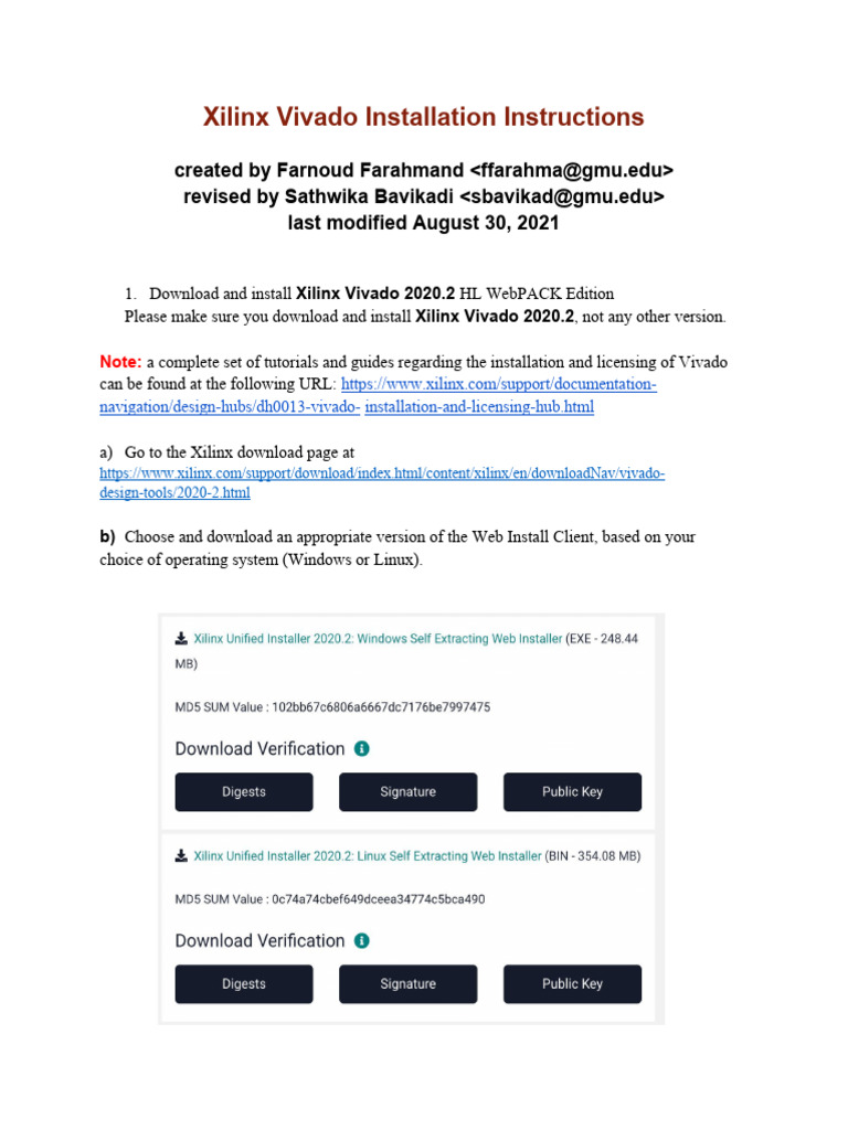 Xilinx Vivado Installation Instructions | PDF | Installation (Computer Programs) | Computer ...