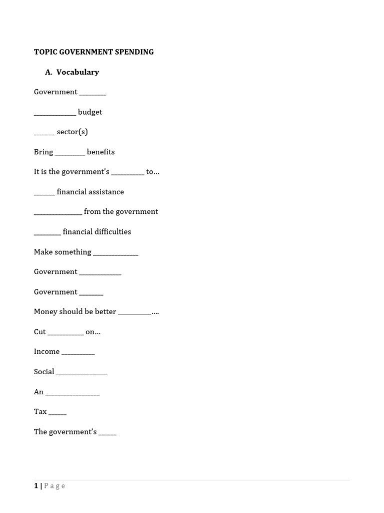 Government Spending Vocabulary Guide | PDF