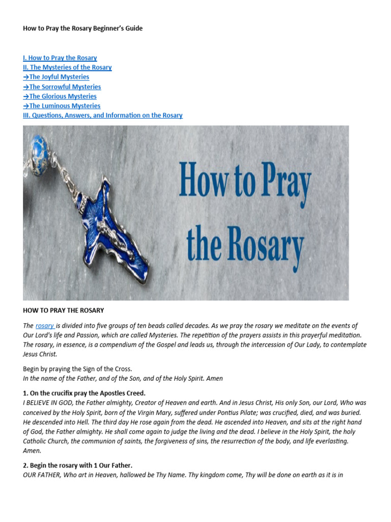 How to Pray the Rosary Beginner | PDF | Rosary | Lord's Prayer