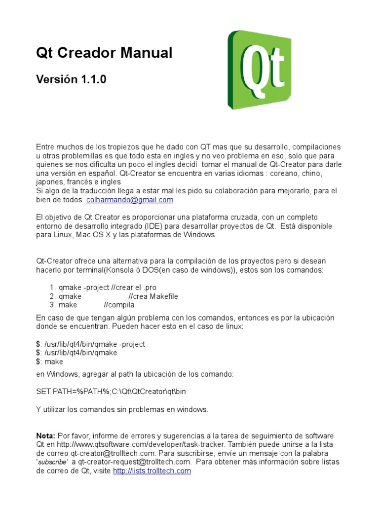 QT Creator Manual | PDF | Entorno de desarrollo integrado | Archivo de ...