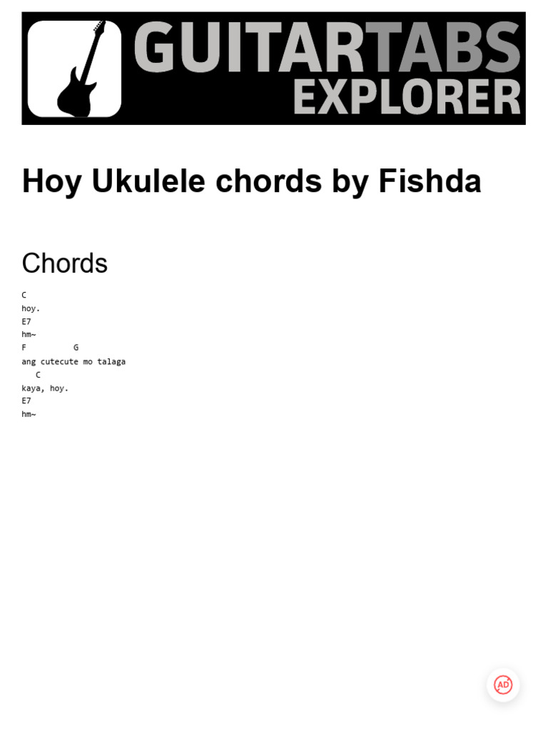 HOY UKULELE Chords by Fishda Chords Explorer | PDF