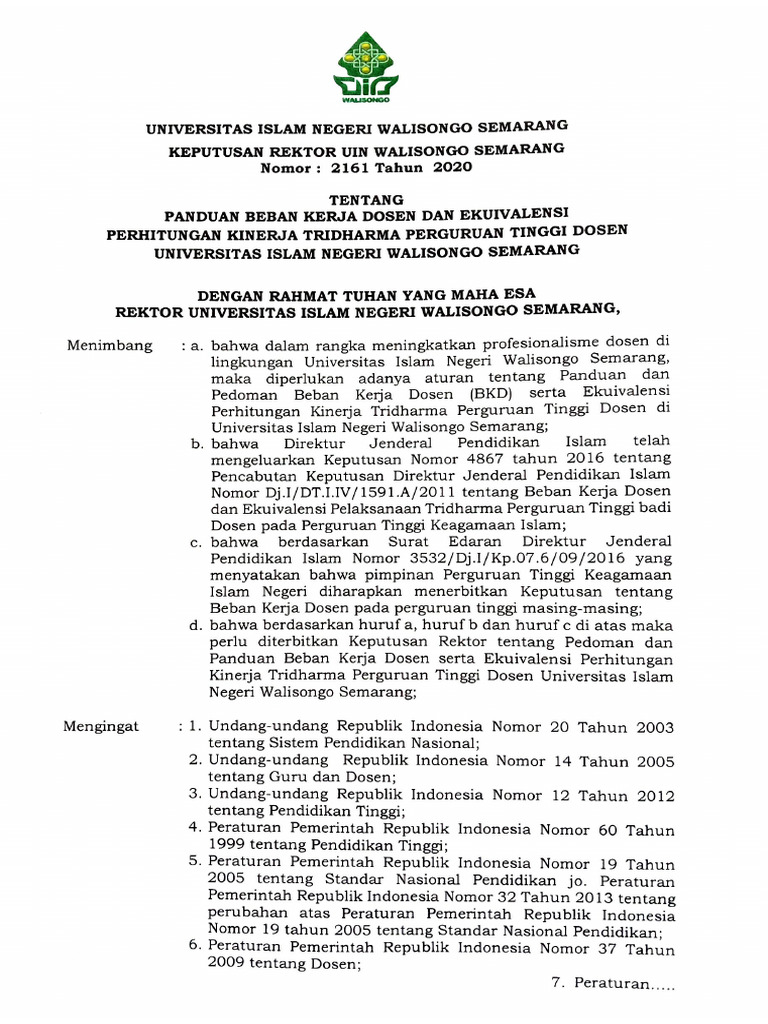 Panduan BKD 2020 - SK Rektor 2161 | PDF