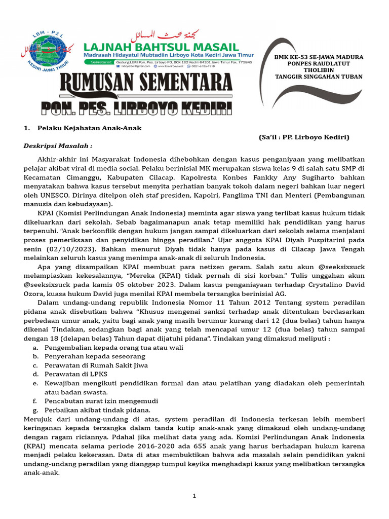 Rumusan Bahtsul Masail | PDF