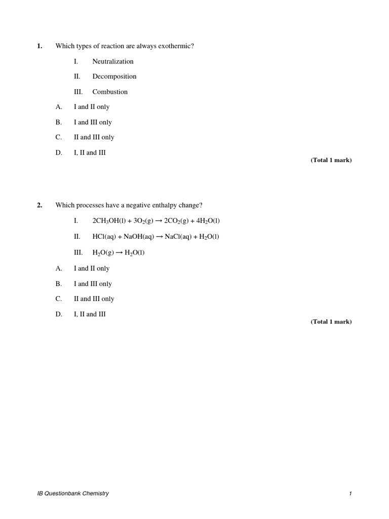 Thermochemistry Old QB 2019-11 | PDF | Chemical Reactions | Sodium Hydroxide