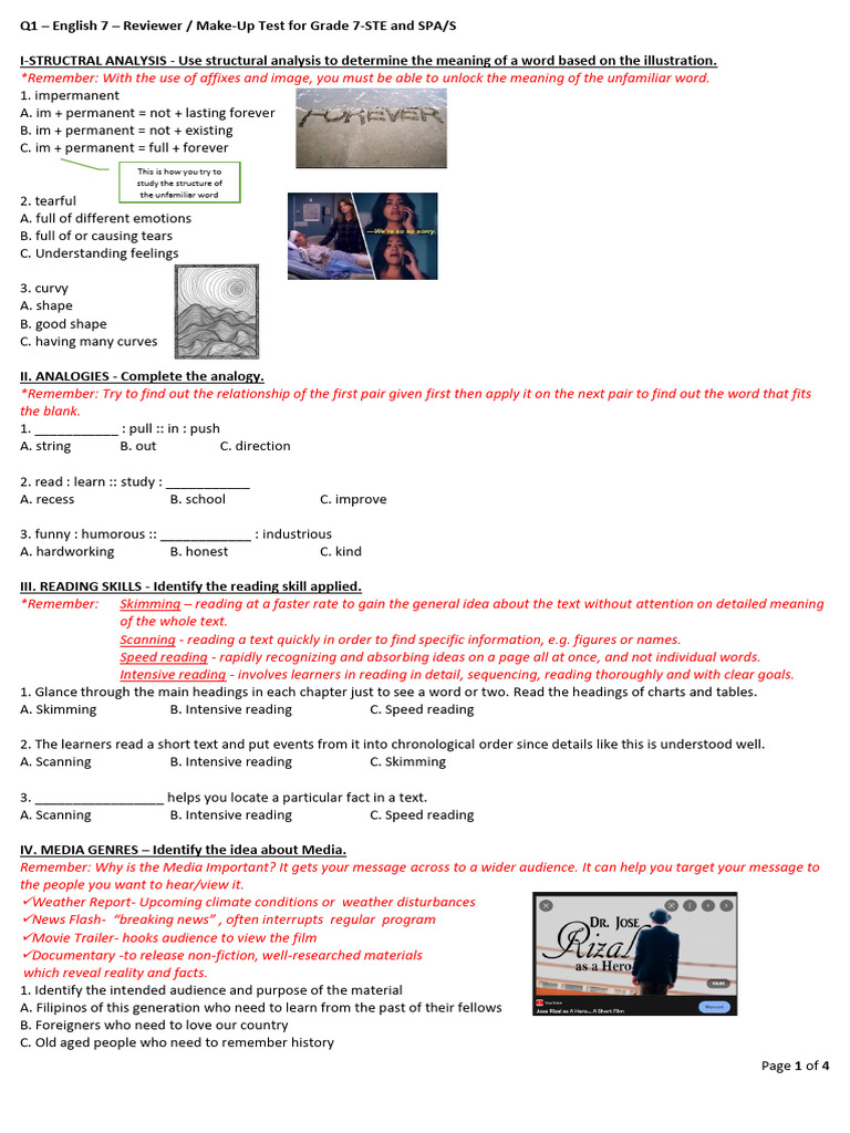 Q1-REVIEWER-SY-2023-2024 | PDF | Phrase | Verb