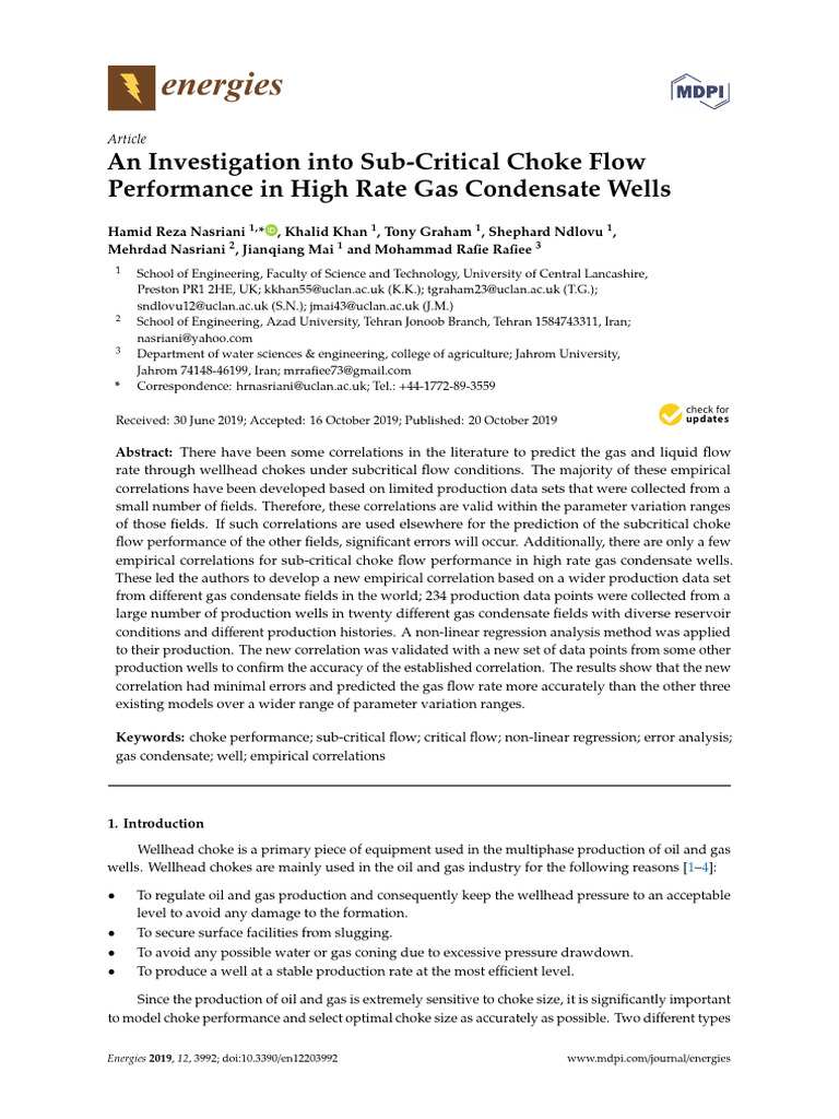Critical and Subcritical Flow | PDF | Regression Analysis | Mean ...