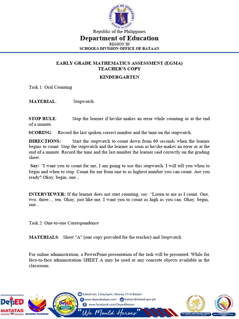 Early Grade Math Assessment Guide | PDF | Learning | Human Communication