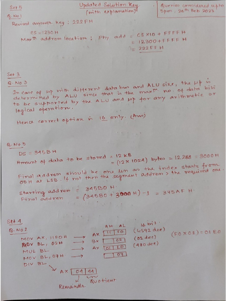 Revised Solution Keys | PDF