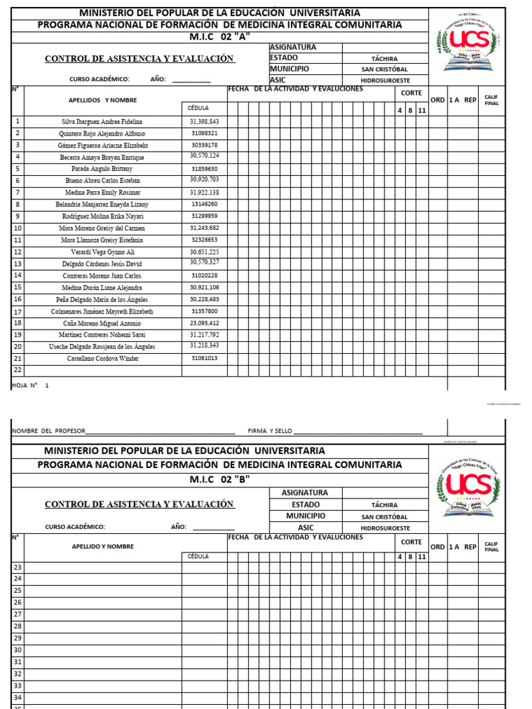 Formato en Blanco de Matricula Ucs | PDF