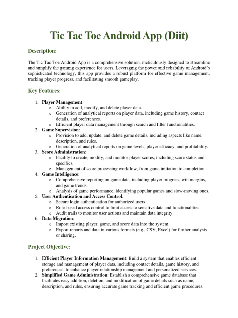Tic Tac Toe Android App | Download Free PDF | Android (Operating System) | Mobile App