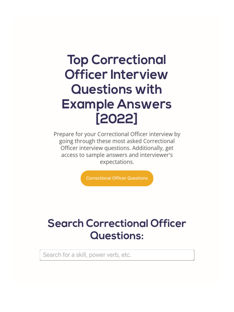 Top Correctional Officer Interview Questions With Example Answers (2020 ...