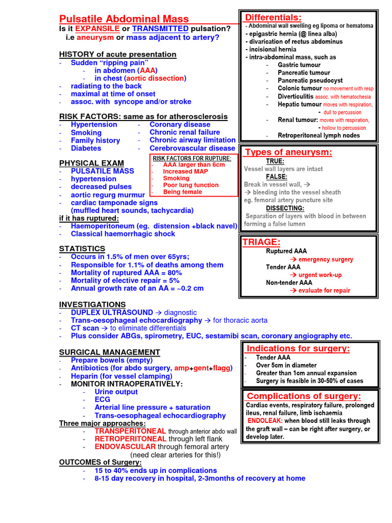 Pulsatile Abdominal Mass Pdf Medical Specialties Clinical Medicine