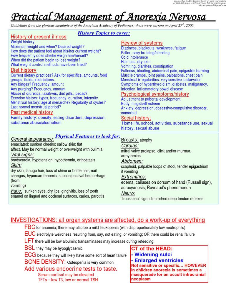 Anorexia Nervosa Practical Management | PDF | Anorexia Nervosa | Eating ...