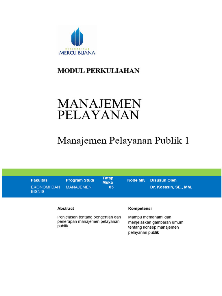 Modul 5 Manajemen Pelayanan Publik 1 | PDF
