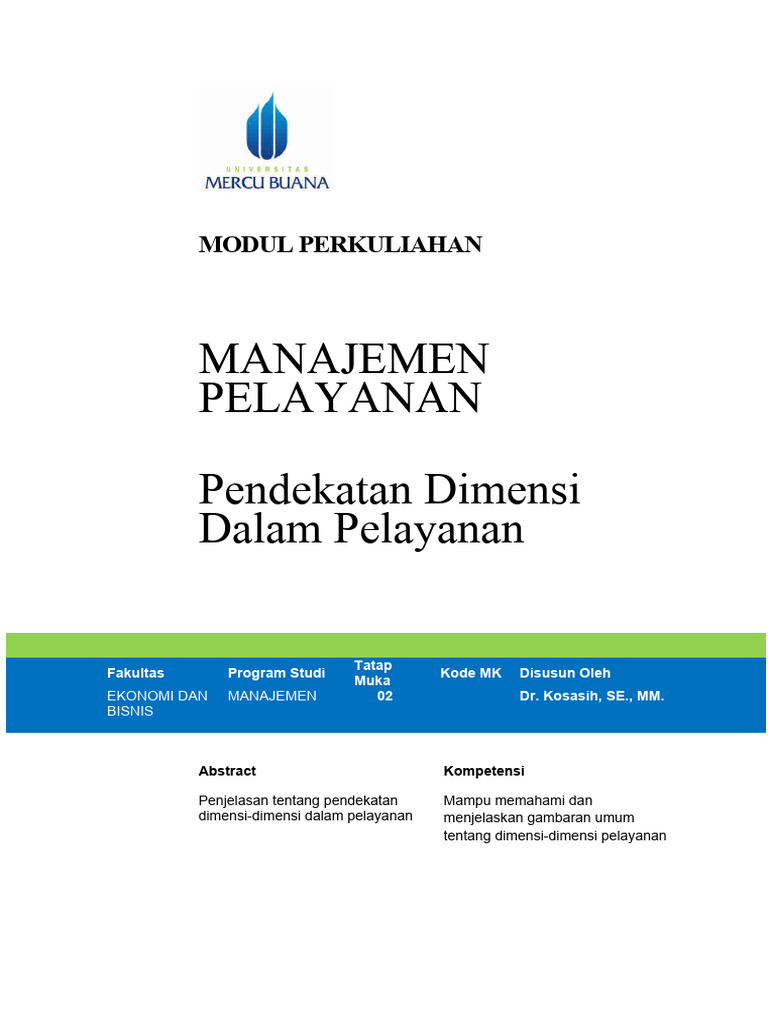 Dimensi Kualitas Pelayanan Jasa | PDF | Bisnis