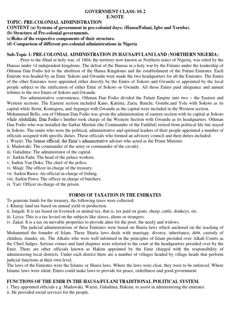 GOVERNMENT CLASS SS2 E-Note | PDF
