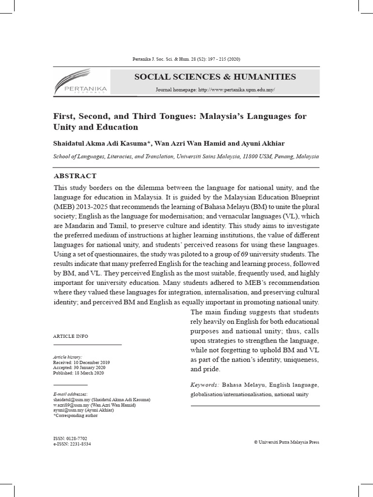 Malaysia Languages Unity N Edu | PDF | Malaysia | Multiculturalism