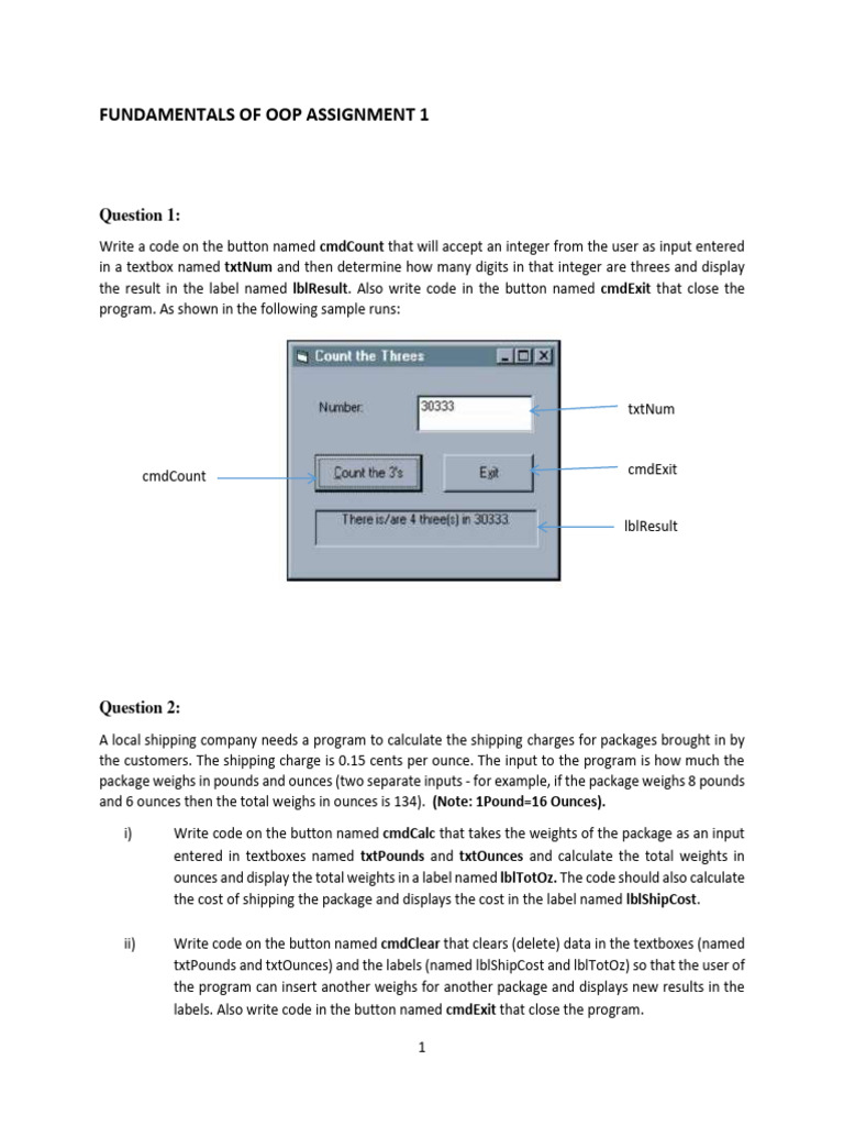 Fundamentals of Oop Assignment 1 | PDF | Pound (Mass) | Troy Weight