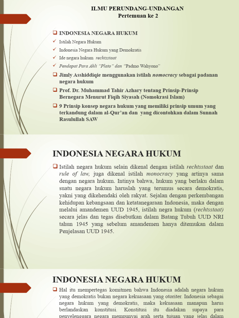 Pertemuan 2 Kedua (Indonesia Negara Hukum) | PDF
