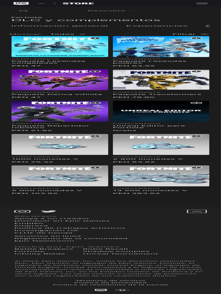 DLC y Todos Los Complementos de Fortnite - Epic Games Store | PDF DLC y Todos Los Complementos de Fortnite - Epic Games Store | PDF