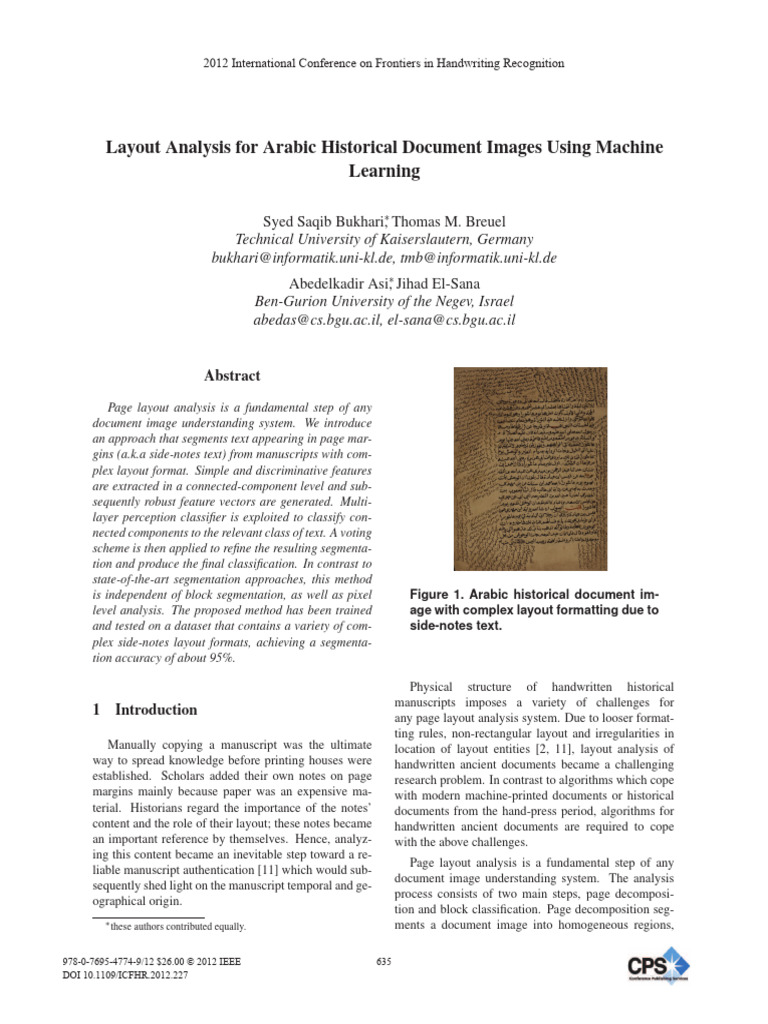 Layout Analysis For Arabic Historical Document Images | PDF | Image Segmentation | Statistical ...