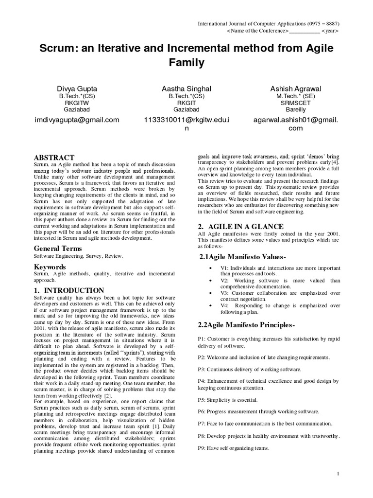 SCRUM An Iterative and Incremental Metho | PDF | Scrum (Software ...